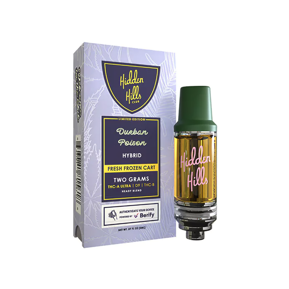 HIDDEN HILLS FRESH FROZEN THCA/D9/B 2G CARTRIDGE - DURBAN POISON – Ben ...