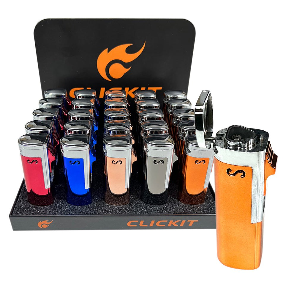 CLICKIT S TRIPLE JET SHINY TORCH LIGHTER – Ben Exotics