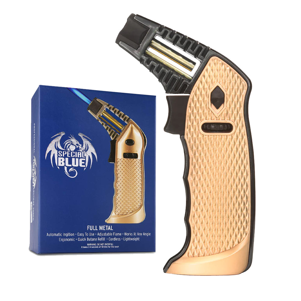 SPECIAL BLUE FULL METAL TORCH - GOLD – Ben Exotics